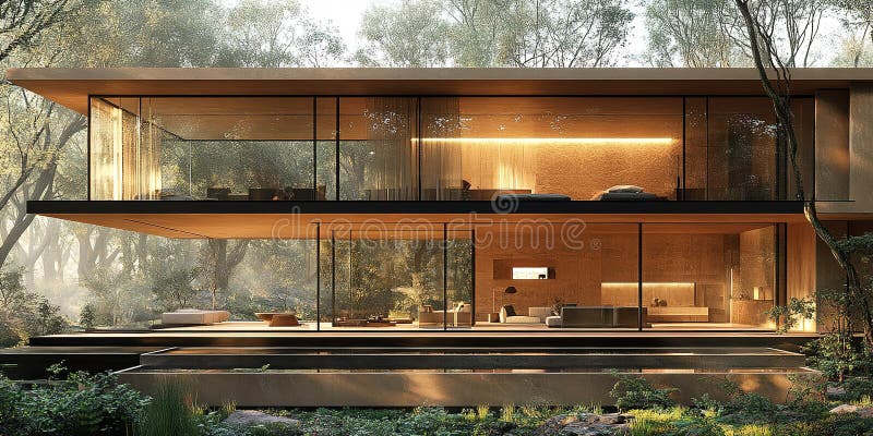 Modern House Blends with Nature in Serene Forest Setting, Showcasing ...