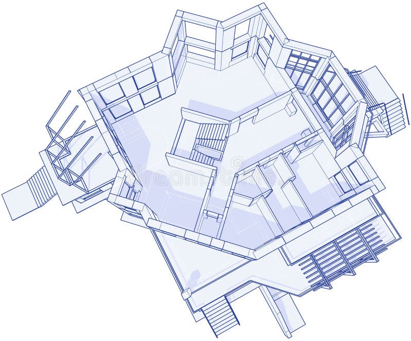 White Modern Mansion Blueprint