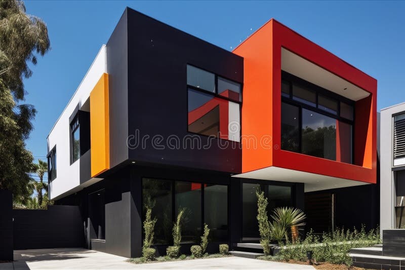 Modern House with Bold Design, Featuring Geometric Shapes and Dramatic ...