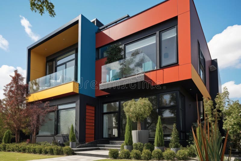 Modern House with Bold Design, Featuring Geometric Shapes and Dramatic ...