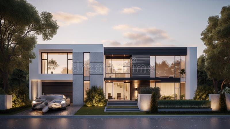 Modern House in the Park Modern House in the Morning Modern House in ...