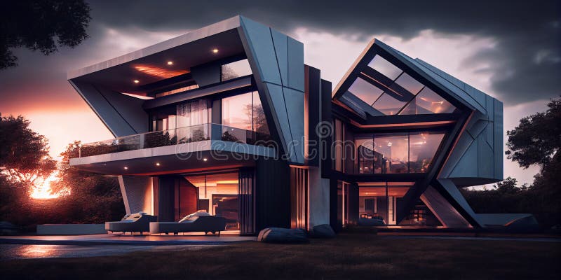 Modern house concept stock illustration. Illustration of architectural ...