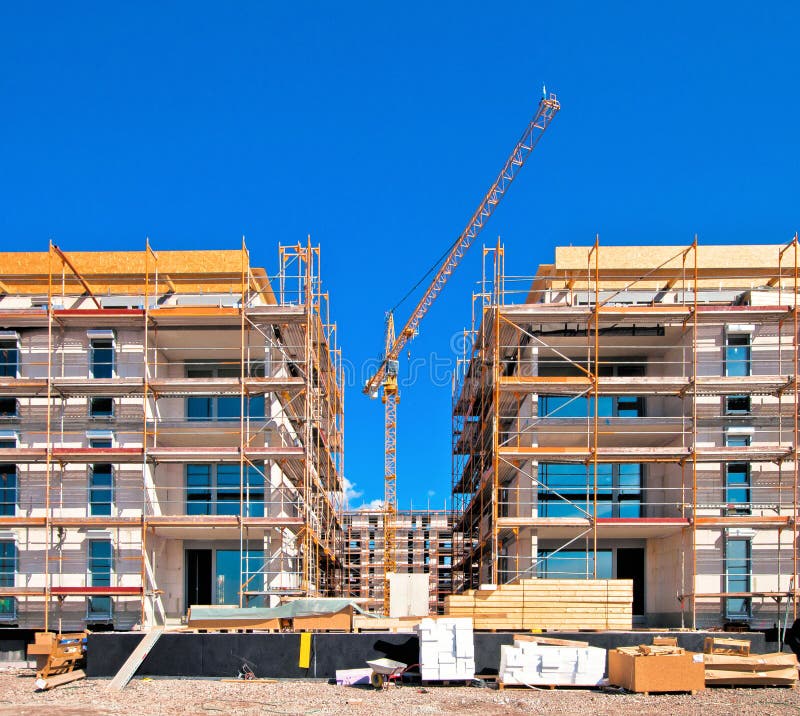 Ongoing Construction Of A Modern Building Stock Image - Image of bars ...