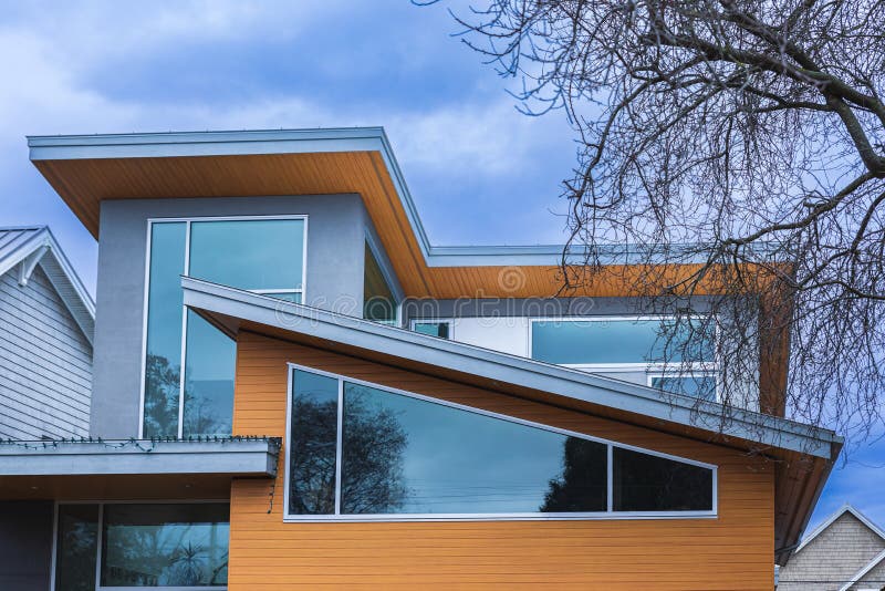 Modern House, Contemporary Architecture House, Front Side. New ...