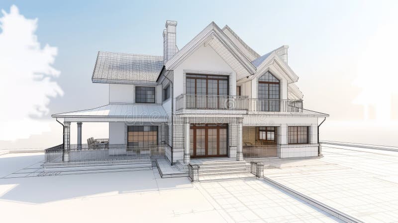 Modern House Design with Abundant Windows Stock Illustration ...