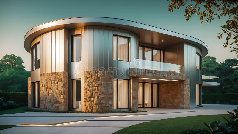 Modern House Design Exterior Architectural Visualization Stock ...