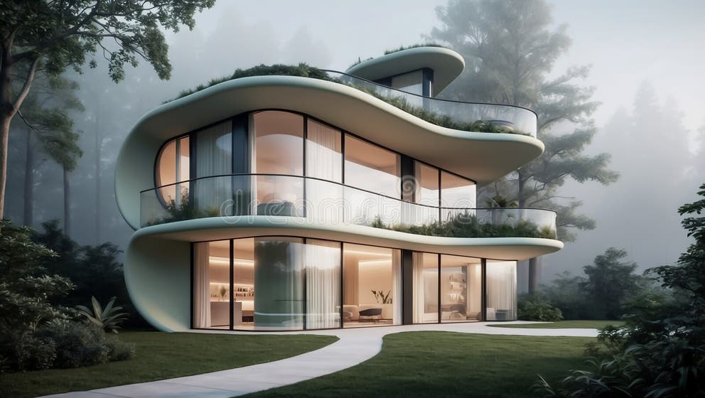 Modern House Design Exterior Architectural Visualization Stock ...