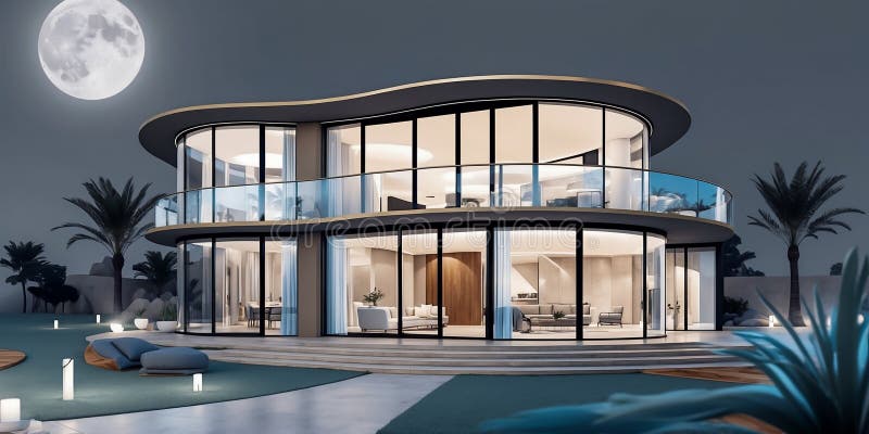 Modern House Design Exterior Architectural Visualization Stock ...