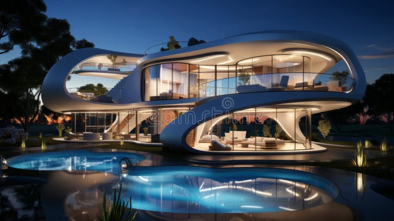 Modern House Design in Futuristic Theme. Generative AI. Stock ...