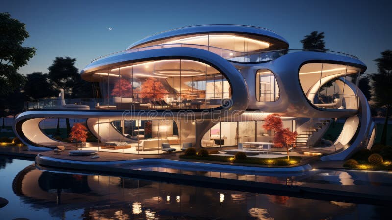 Modern House Design in Futuristic Theme. Generative AI. Stock ...