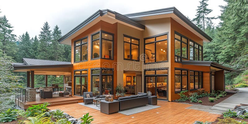 Modern House Design Surrounded by Trees in a Serene Forest Setting ...