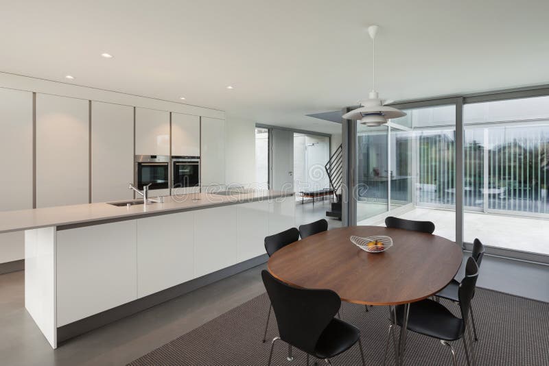 Modern house, dining room stock photo. Image of domestic - 69327180