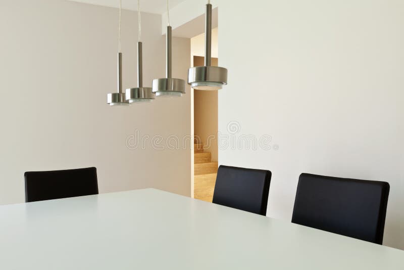 Modern house, dining table stock photo. Image of perspective - 24119460