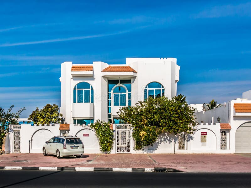 Modern house in Dubai editorial photography. Image of street - 43755517