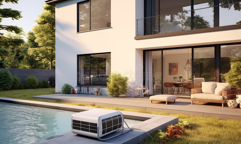 Modern House with Ecological System for Heating Stock Illustration ...