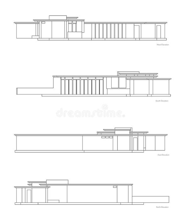 House Front Elevation Drawing Stock Illustrations – 463 House Front ...