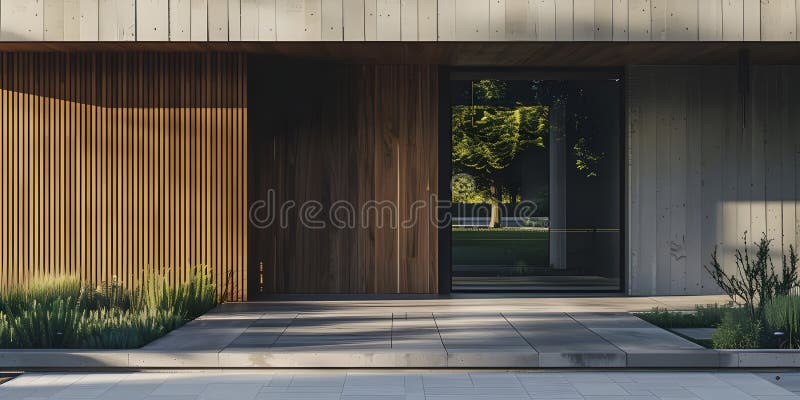 Modern House Exterior in Day Light Background Stock Illustration ...