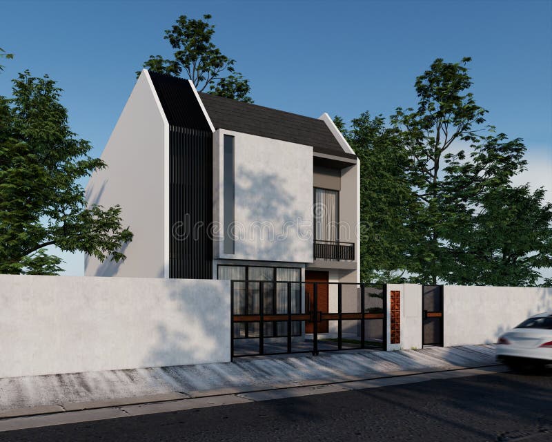 Modern house rendering stock photo. Image of estate - 269577596