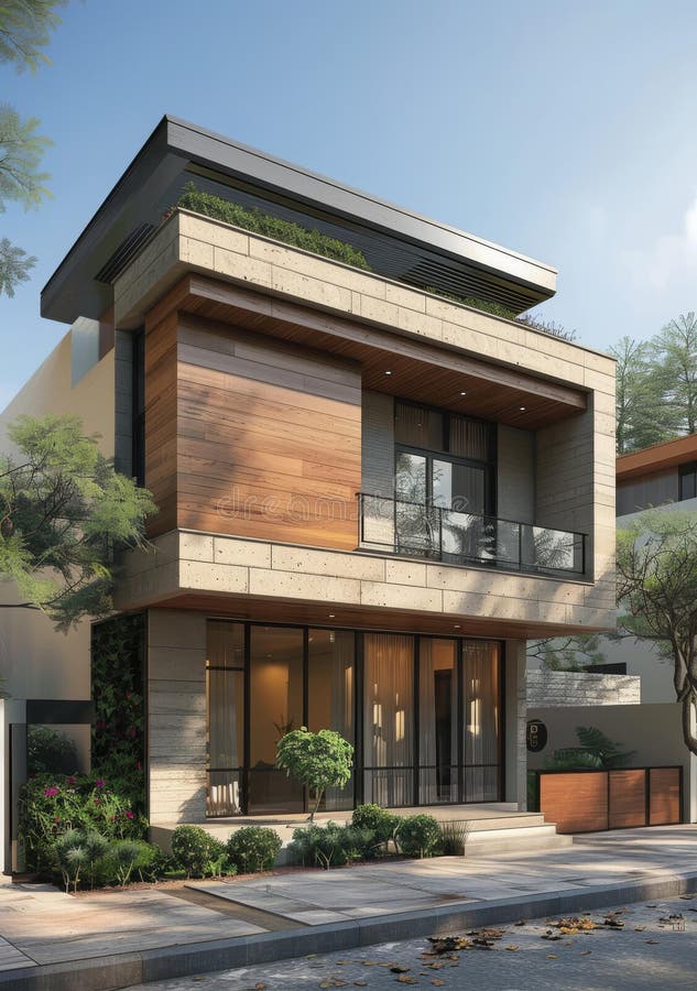 Modern House Exterior Design Illustration Generated Using AI. Stock ...