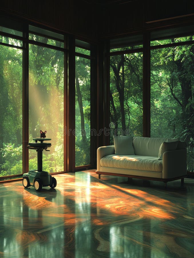 Modern House Exterior Featuring Expansive Windows and a Patio Stock ...