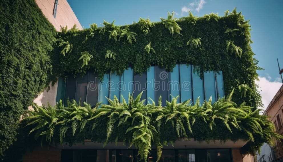Modern House Exterior Overgrown with Greenery. Ai Generated Stock ...