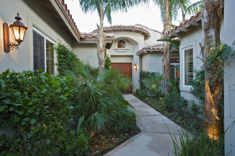 Modern House Exterior with Pathway Stock Image - Image of luxury ...