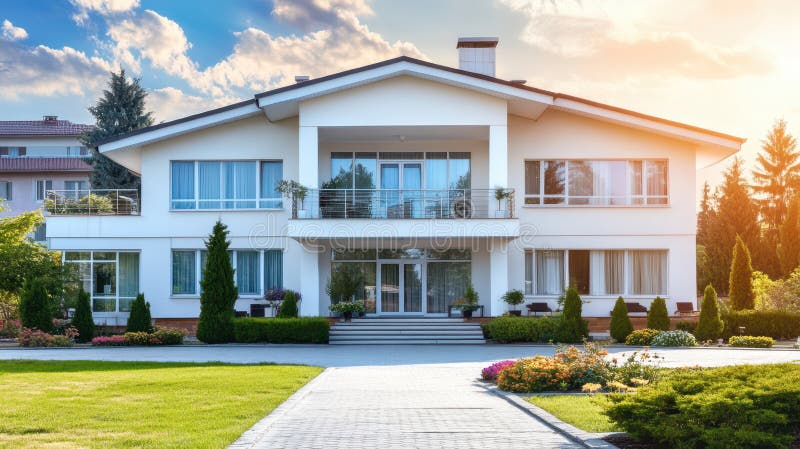 A Modern House Featuring a Walkway that Guides Visitors To the Front ...