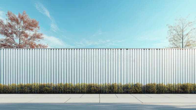 Modern House Fence with Copy Space Blue Sky Background 3D Render Stock ...
