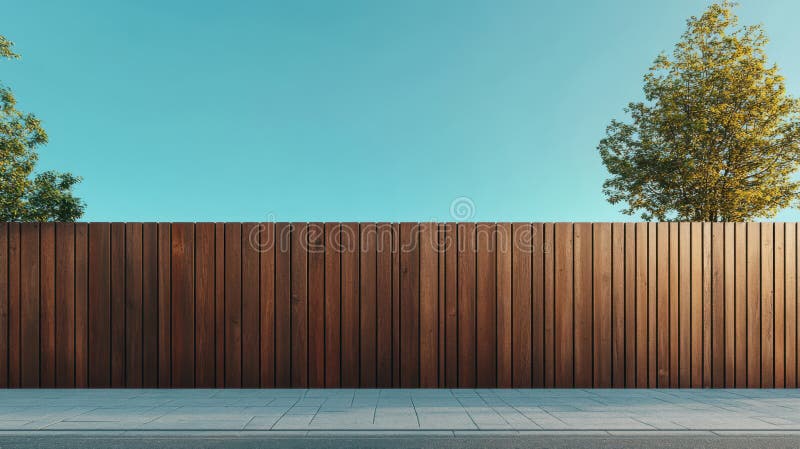 Modern House Fence with Copy Space Blue Sky Background 3D Render Stock ...