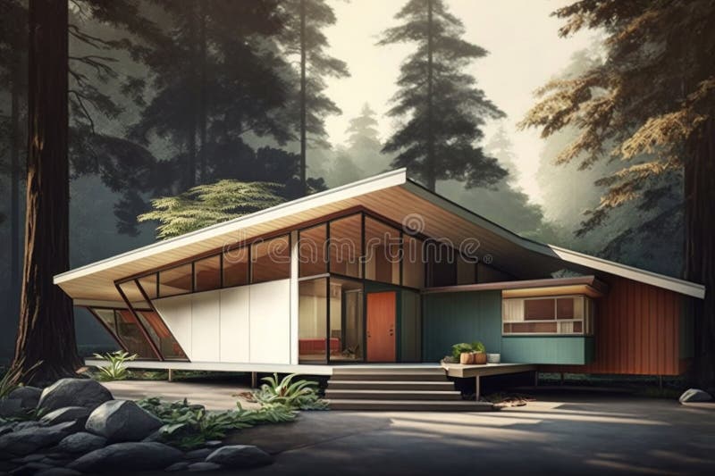 Modern House in Forest. Illustration AI Generative Stock Illustration ...