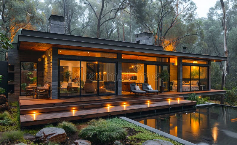 Modern House in the Forest with Pool. Modern Self Sufficient House ...