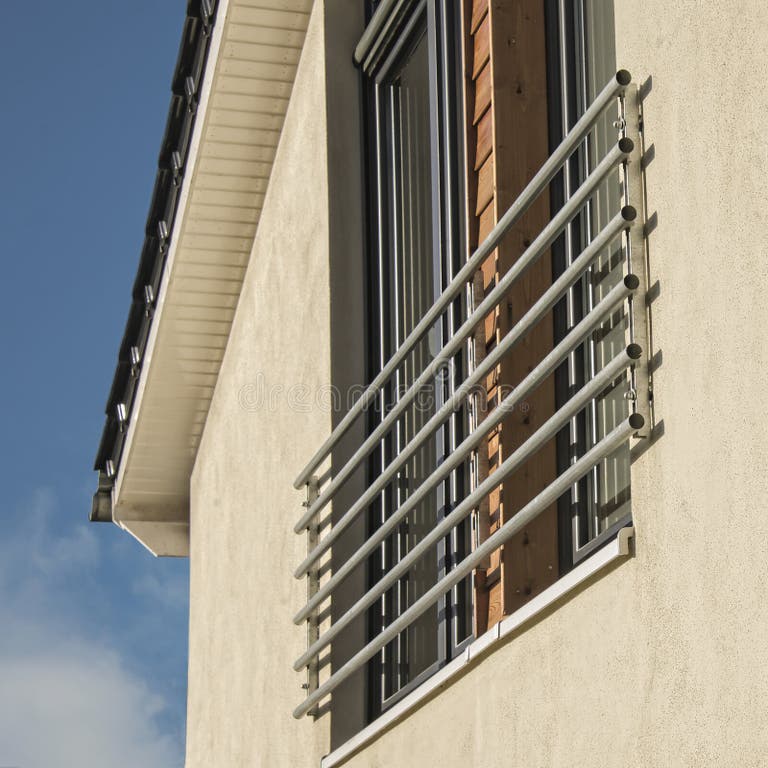 Modern House Front with Windows and Balcony Square Stock Image - Image ...