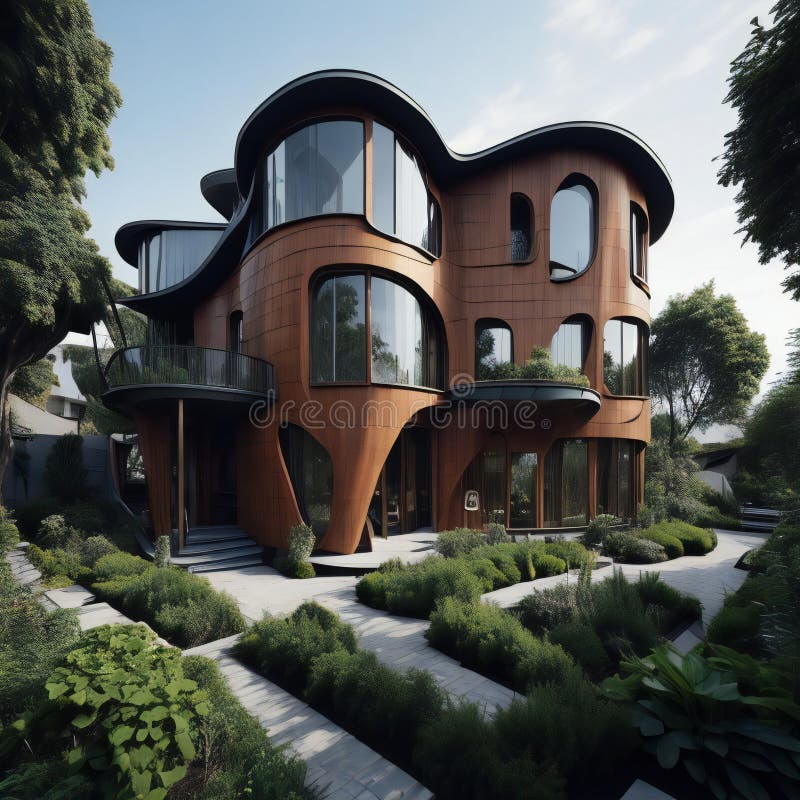 Modern House in the Garden. Generative Ai Stock Illustration ...