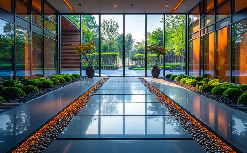 Modern House with Glass Front Door Stock Image - Image of contemporary ...