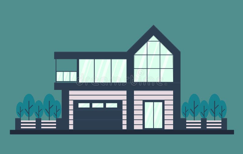 Modern House. Flat Vector Illustration. Stock Vector - Illustration of ...