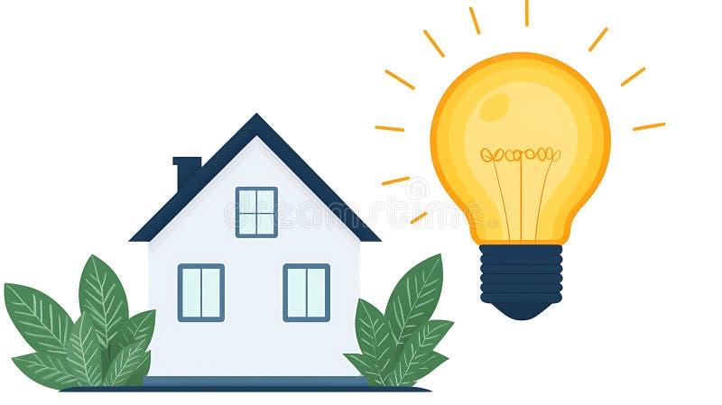 Modern House Illustration with Light Bulb Symbolizing Ideas and ...