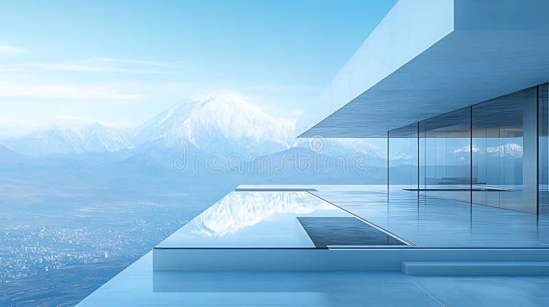 Modern House Infinity Pool Mountain View Luxury Design Stock ...