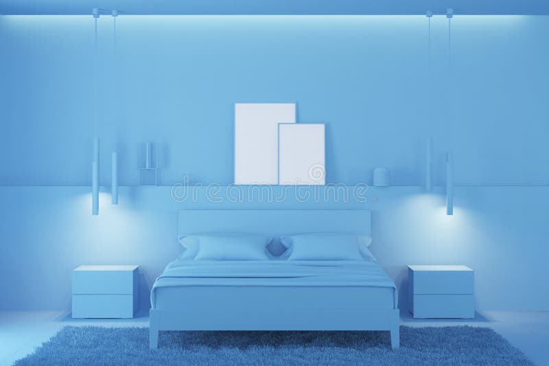 Modern House Interior. Blue Interior Stock Illustration - Illustration ...