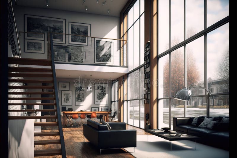 Modern House Interior Design Stock Illustration - Illustration of ...