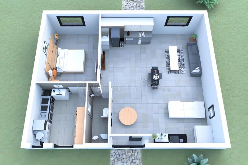 Modern House Interior Design Top View Floor Plan Generated Using AI ...