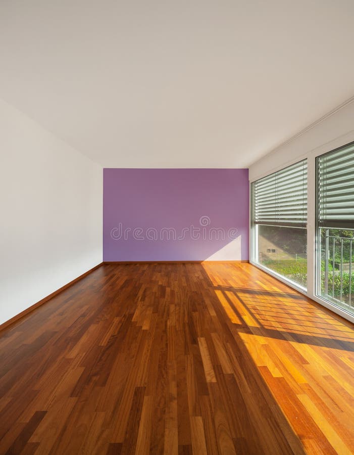 Modern House Interior Empty Room Stock Photo - Image of open, violet ...