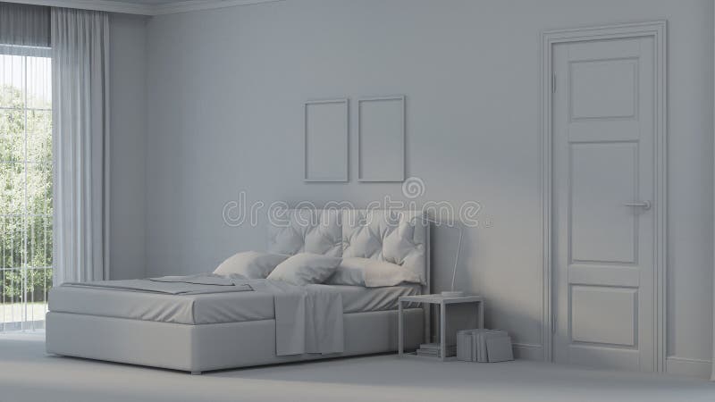 Modern House Interior. Gray Interior Stock Illustration - Illustration ...