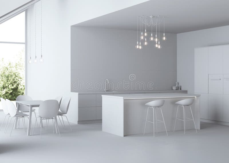 Modern House Interior. Gray Interior Stock Illustration - Illustration ...