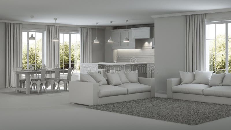 Modern House Interior. Gray Interior. Stock Image - Image of room ...