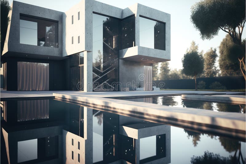 Modern House in Italy, Generative AI Stock Illustration - Illustration ...