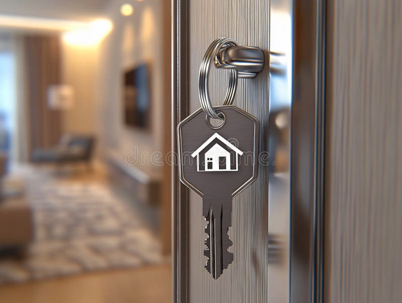 Modern House Key with House Design Stock Illustration - Illustration of ...