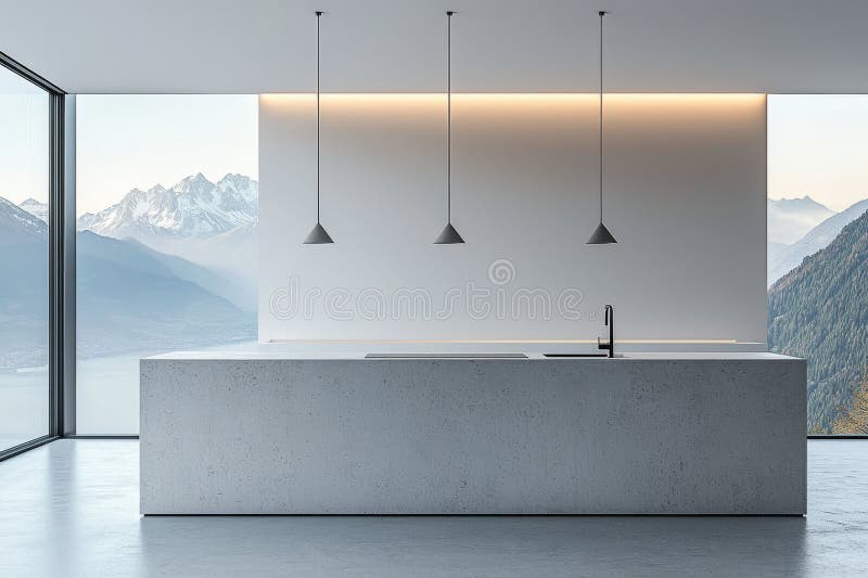 Modern House Kitchen Includes Bar Island Cooking Cabinet Window Stock ...