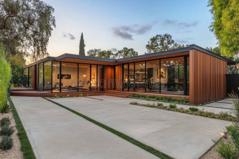 Modern House with Large Glass Windows and a Sleek Design in a ...