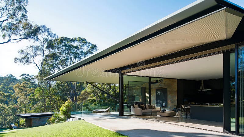 Modern House with Large Windows and an Open Floor Plan Overlooking a ...