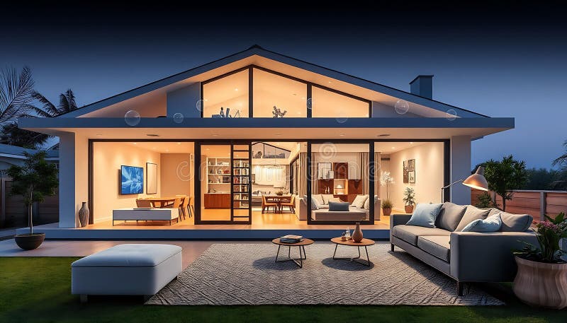 Modern House with Large Windows, Showcasing Contemporary Architecture ...